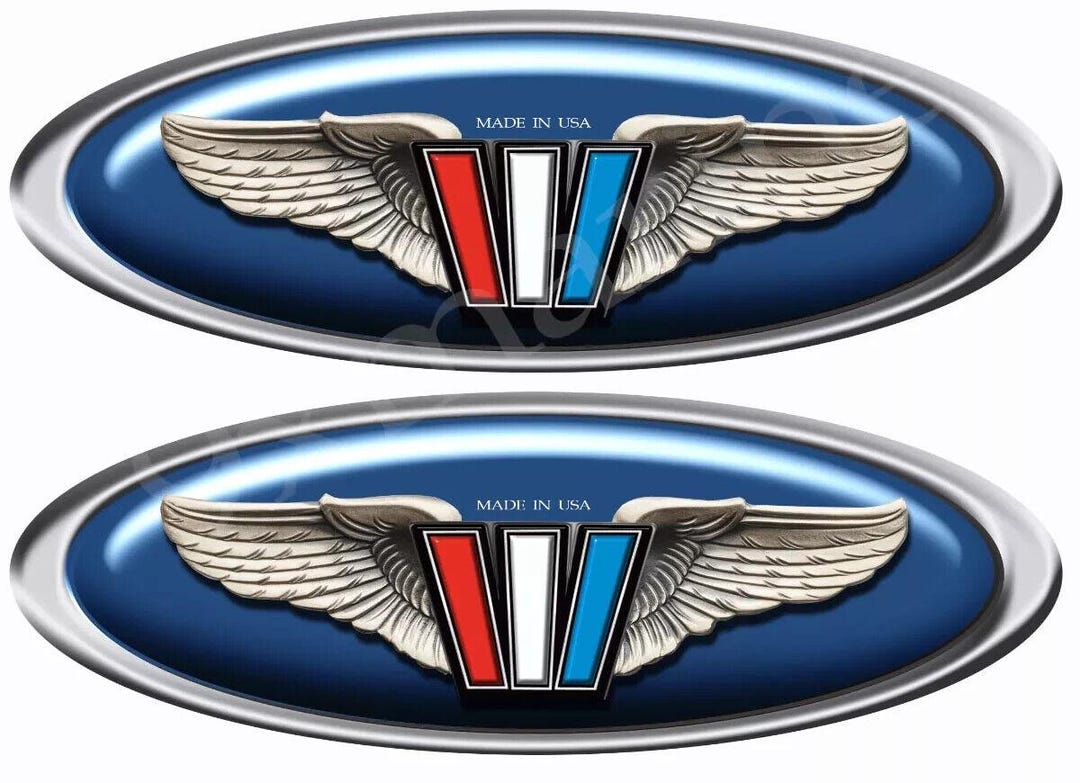 Two Wellcraft Boat Wings Oval Vinyl Stickers, Imitated 3d Appearance ...