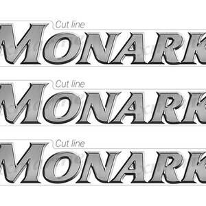 3 Monark Designer Stickers. Brushed Metal Style on Waterproof Laminated ...
