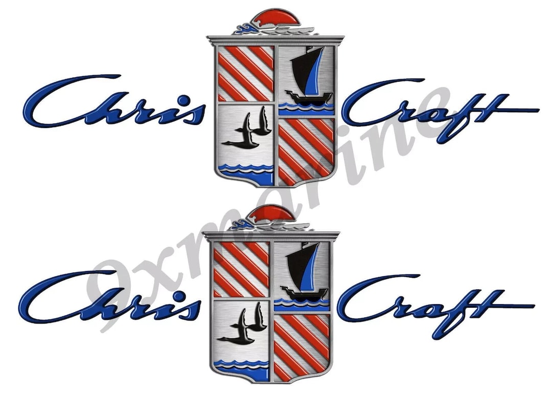 Chris Craft Brushed Metal Crest Vinyl Decal Boat Stickers 2 Pc Set, 10 ...