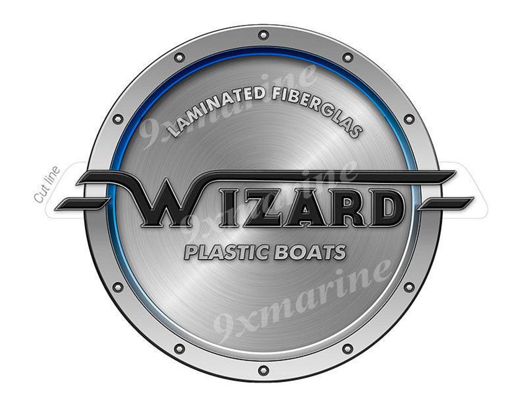 Wizard Boat Sticker. Brushed Metal Style 7.5" - on Waterproof Laminated ...