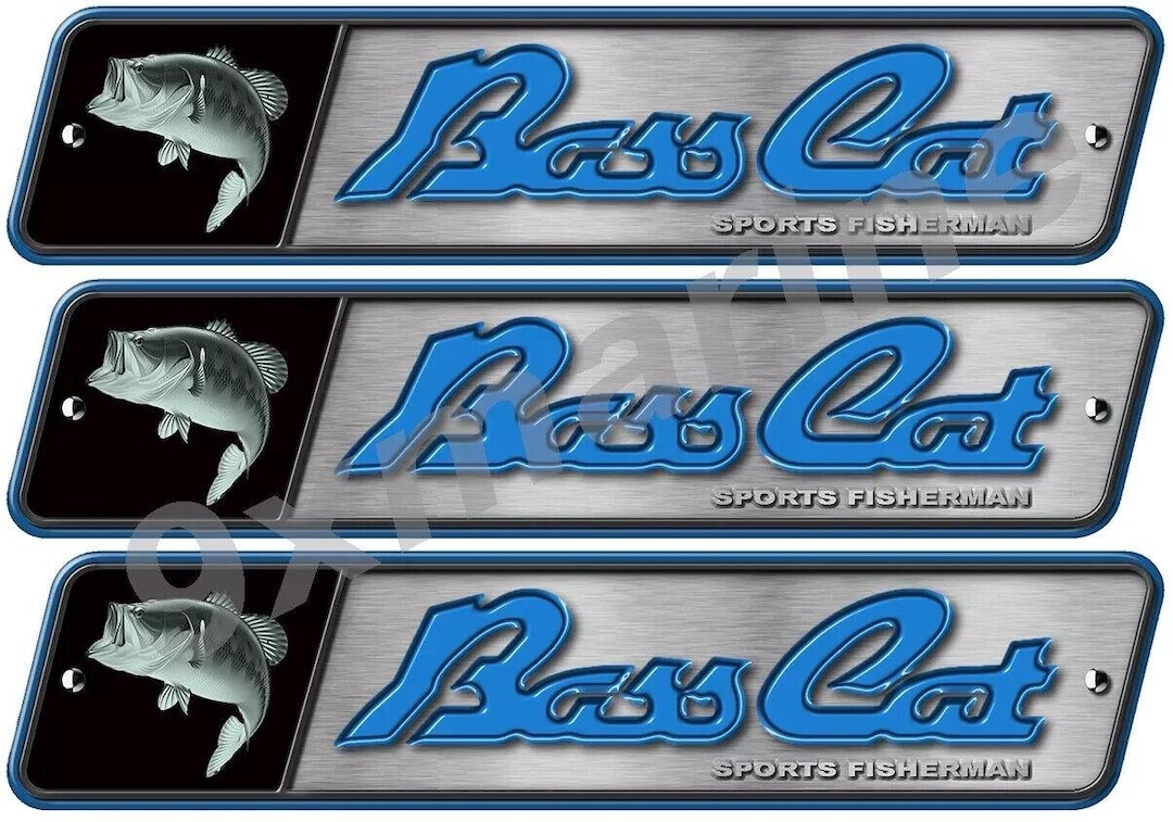 Bass Cat Boats Brushed Metal Vinyl Decal Boat Stickers 3 Pc Set, 10" X ...