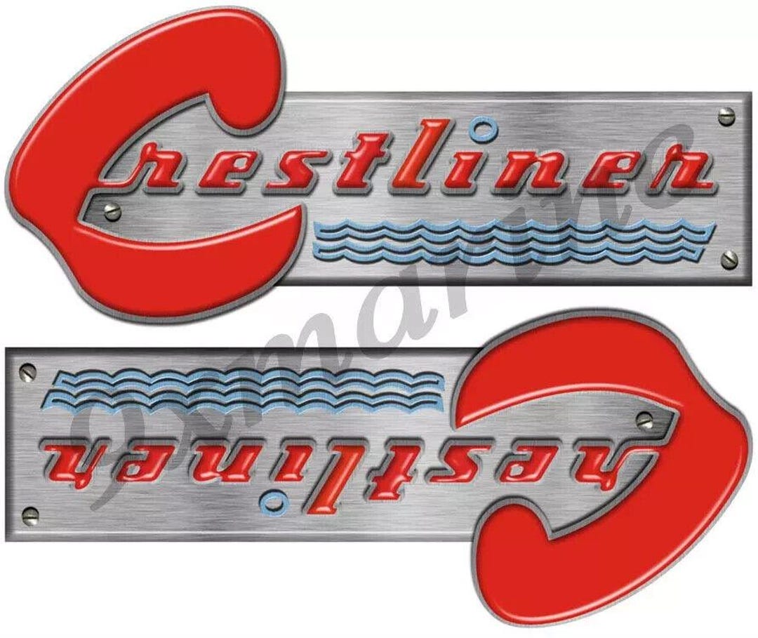 Crestliner Brushed Metal Vinyl Decal Boat Stickers 2 Pc Set, 10" X 3.5 ...