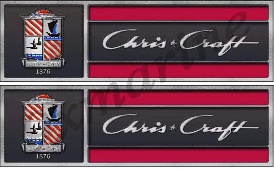 Chris Craft Crest Red Vinyl Decal Boat Stickers 2 Pc Set, 10" X 3.5" - Etsy