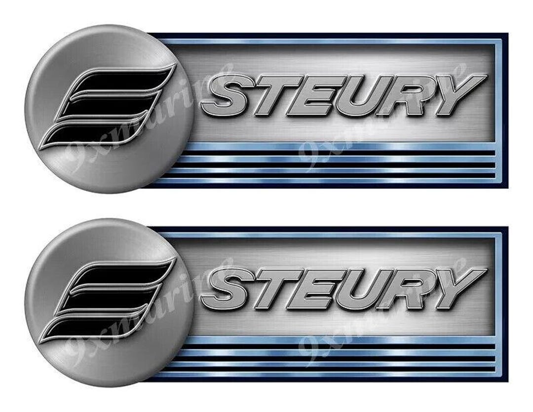 Steury Brushed Metal Design Vinyl Decal Boat Stickers 2pc Set, 10" X 3. ...