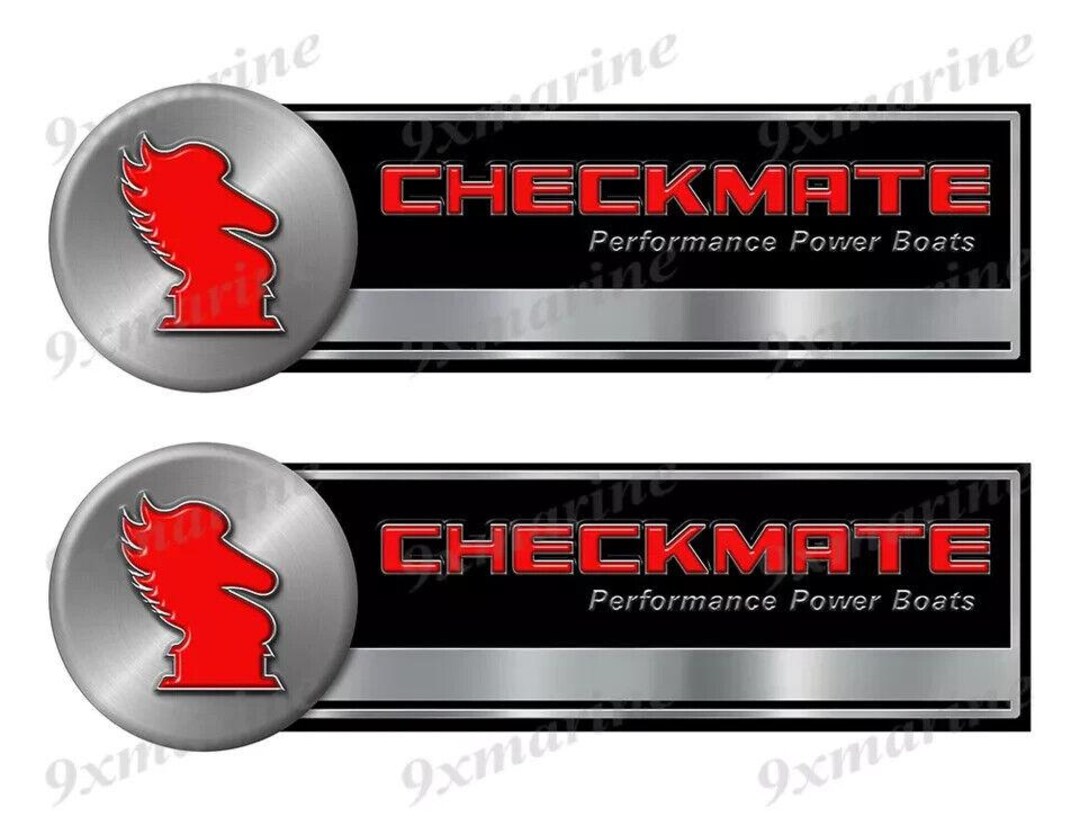Checkmate Retro 80s Red Vinyl Decal Boat Stickers 2 Pc Set, 10"x 3.5 ...