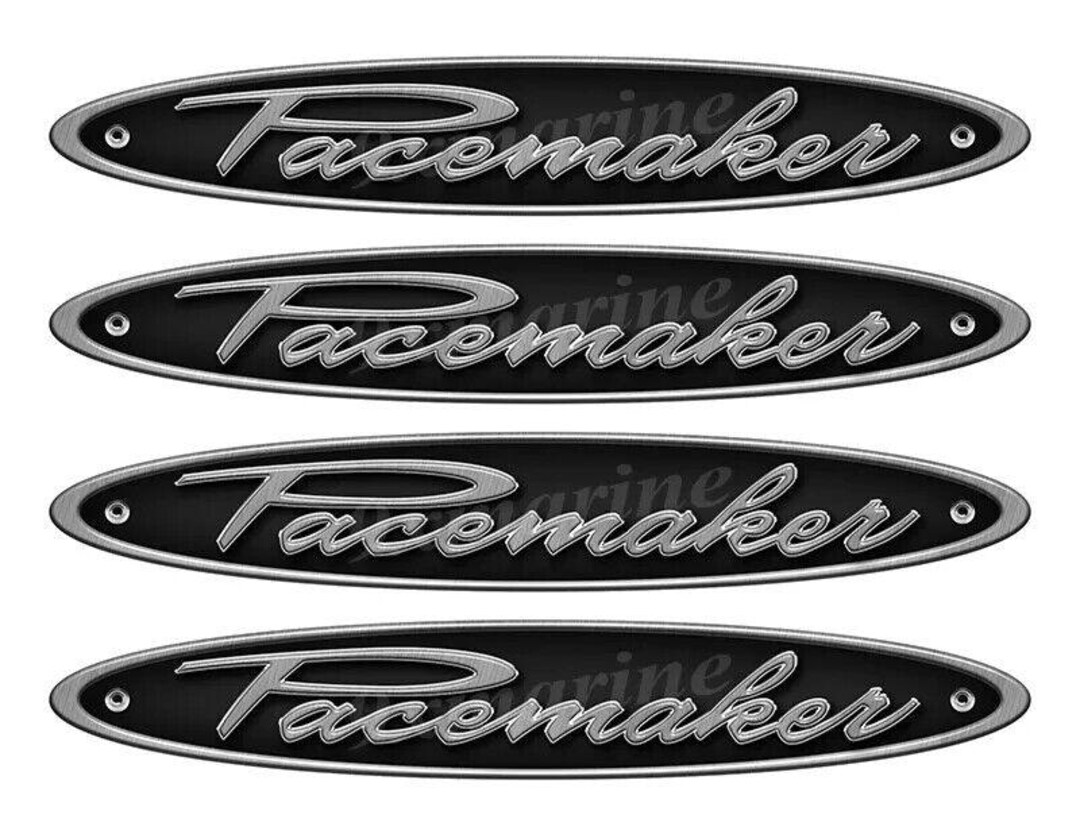 Pacemaker Oval Black Vinyl Decal Boat Stickers 4 Pc Set, 10"x1.5" Each ...