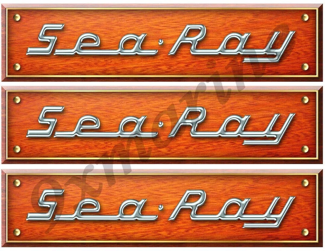 Set of 3 Sea Ray Wood Grain Remastered Interior Vinyl Boat Decal ...