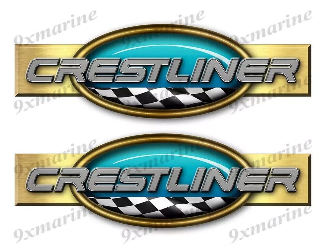 Crestliner Retro Design Vinyl Decal Boat Stickers, Set of 2, 10" X 3.5 ...