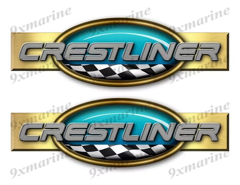 Crestliner Retro Design Vinyl Decal Boat Stickers, Set of 2, 10" X 3.5 ...