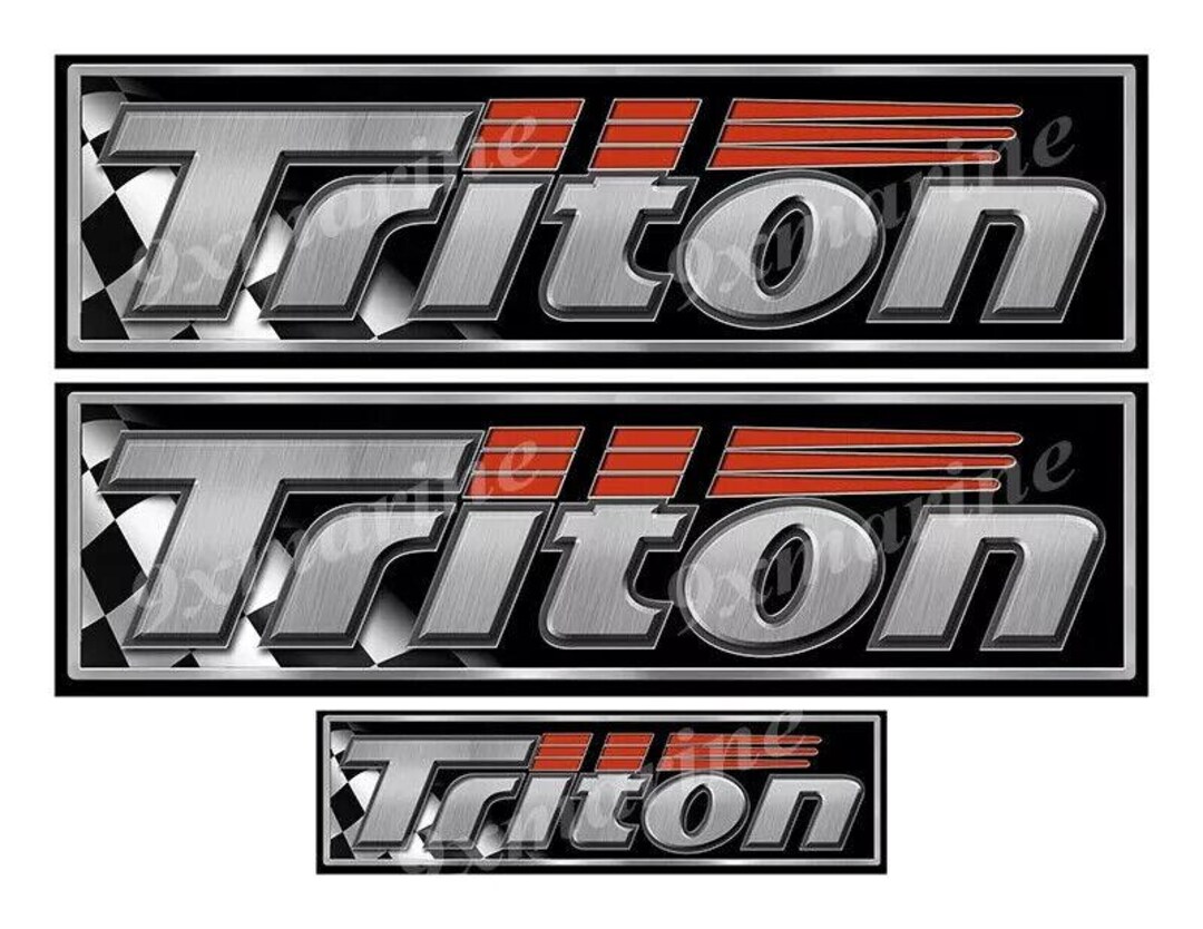 Triton Black Racing Vinyl Decal Boat Stickers 3 Pc Set, 10" X 3" and 5 ...