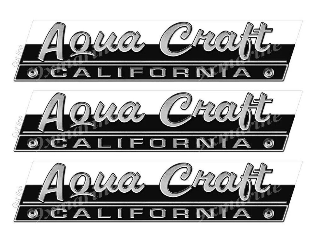 Aqua Crafts Brushed Metal Vinyl Decal Boat Stickers 3 Pc Set, 10" X 2 ...