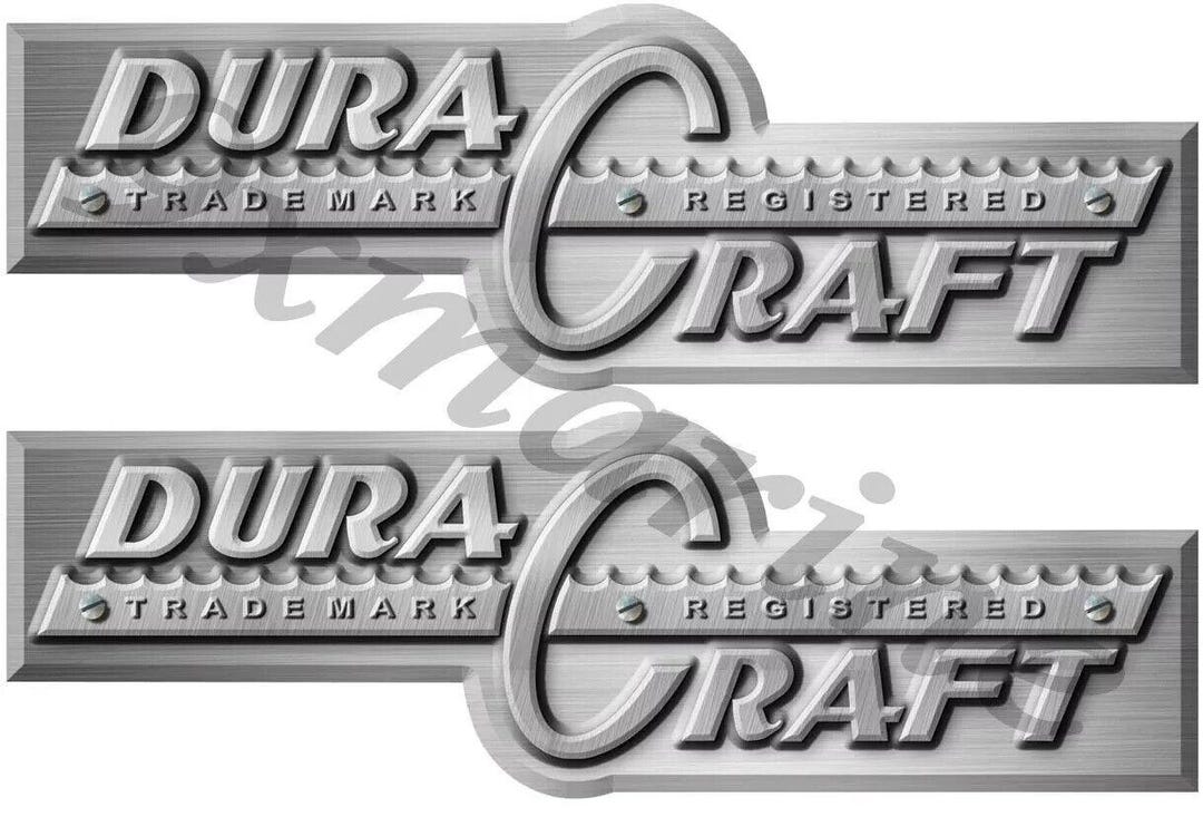 Duracraft Brushed Metal Vinyl Decal Boat Stickers 2 Pc Set, 10" X 3.5 ...