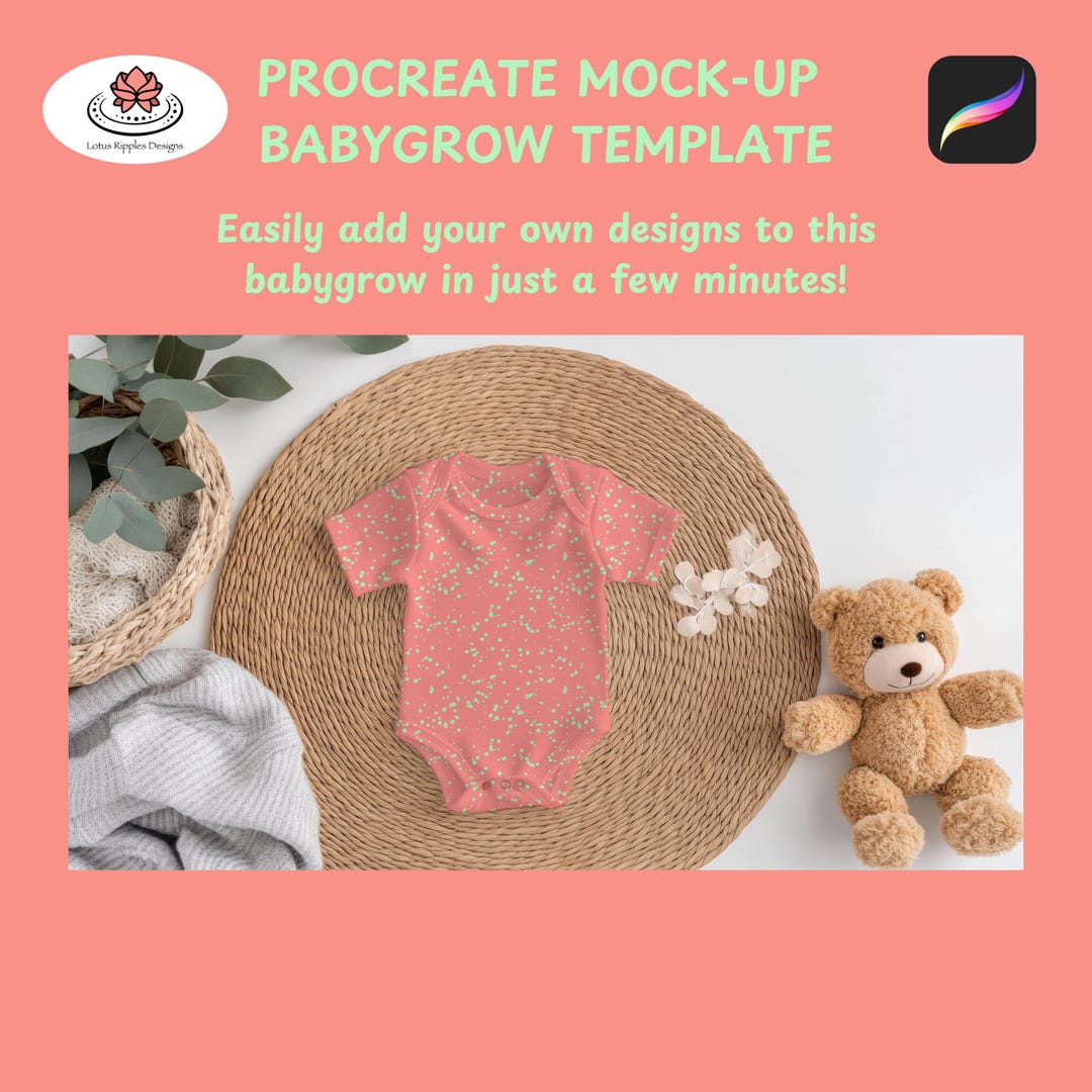 Procreate Mock-up Babygrow Template Seamless Pattern File Design Mockup ...
