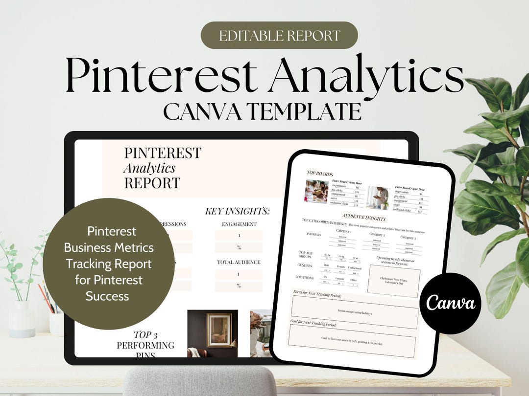 Pinterest Analytics Report Canva Template | Editable | Pinterest ...