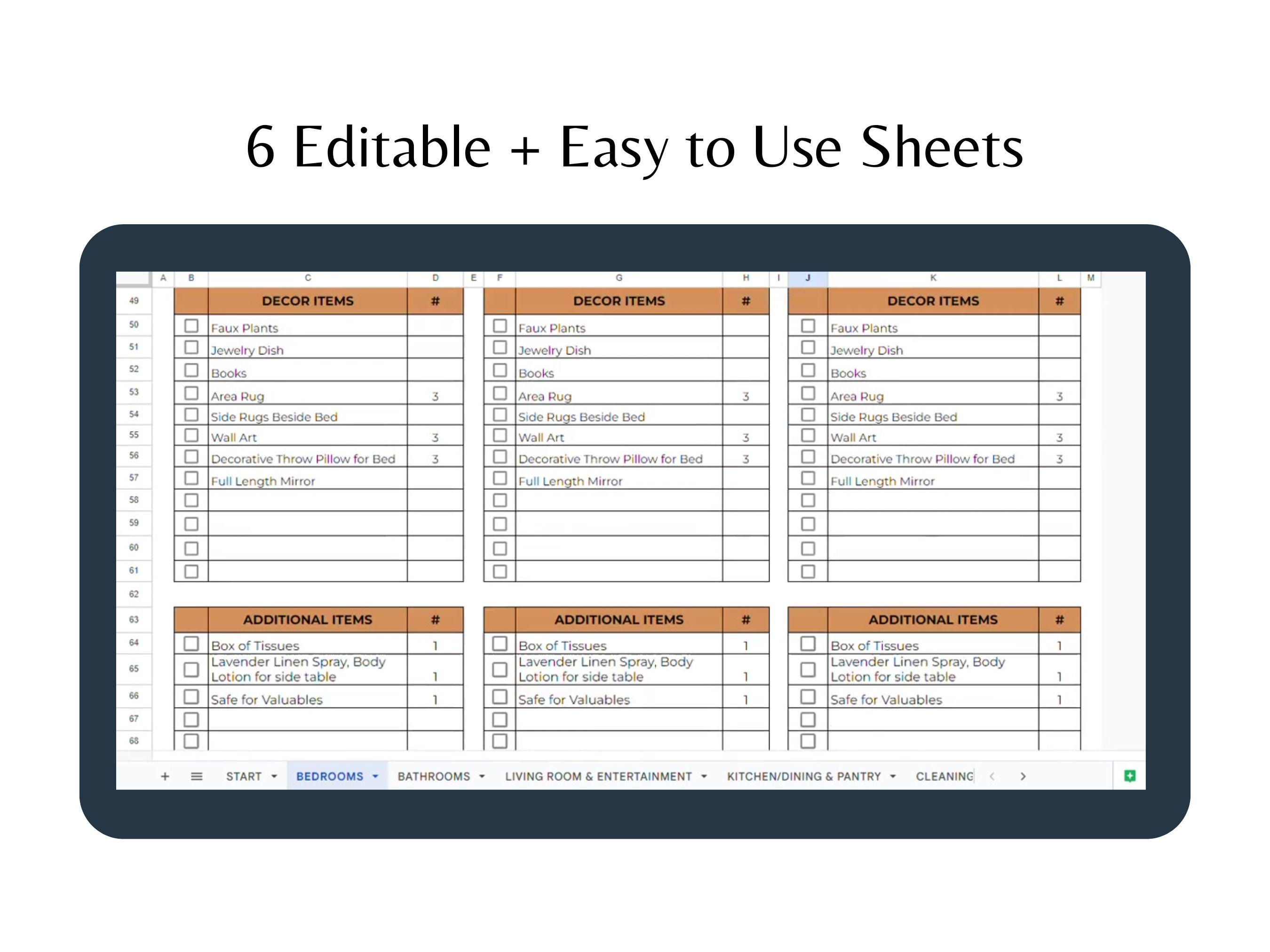 Airbnb Inventory Checklist Spreadsheet, Short Term Rental Checklist ...