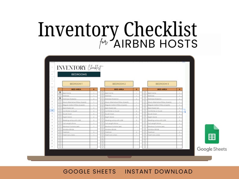 Airbnb Inventory Checklist Spreadsheet, Short Term Rental Checklist ...