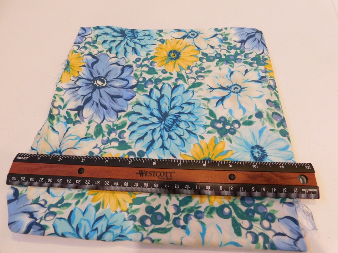 Destash- Blue and Yellow Flower Cotton Print (F-021) - Etsy