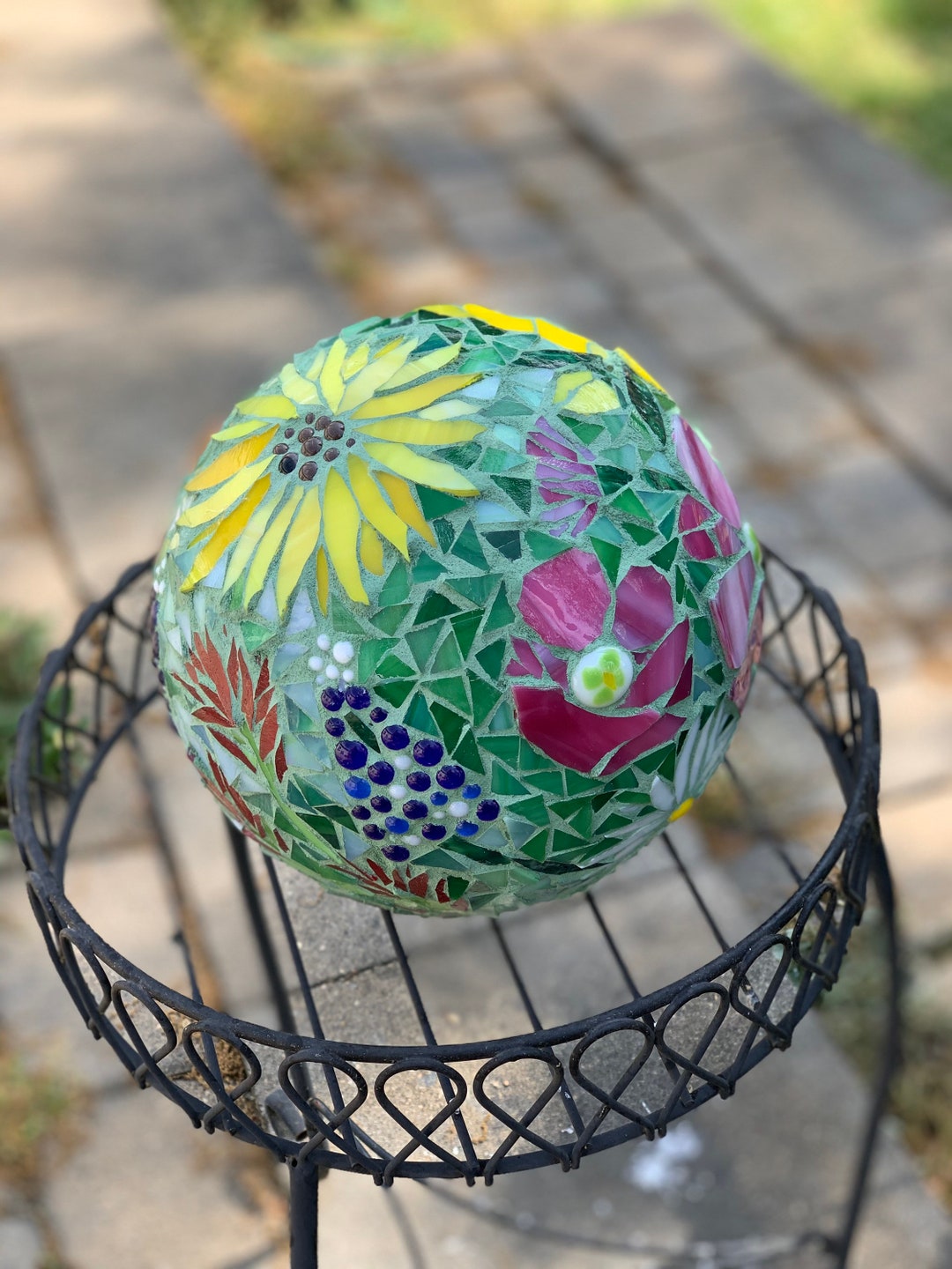 Mosaic Gazing Ball, Garden Ball, Garden Art, Gazing Ball, Garden Focal ...