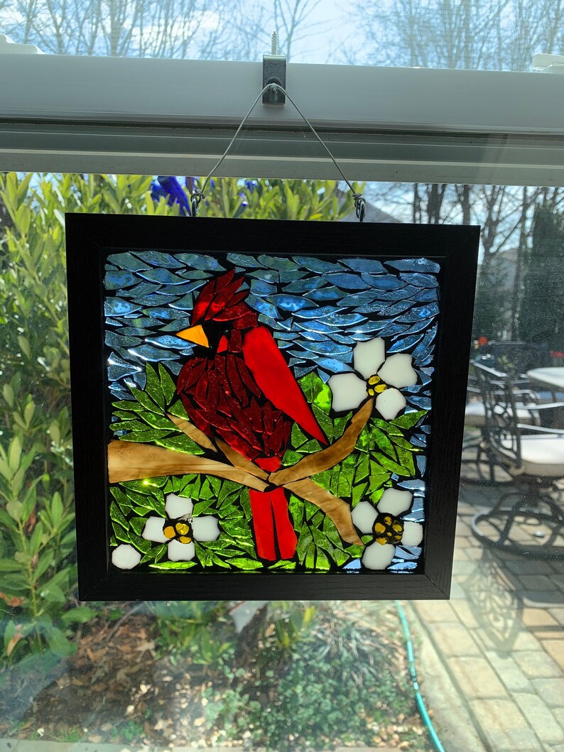 Stained Glass Mosaic Cardinal Suncatcher Cardinal Mosaic - Etsy