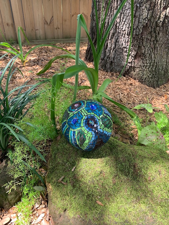 Stained Glass Mosaic Gazing Ball Peacock Inspired Gazing Ball | Etsy