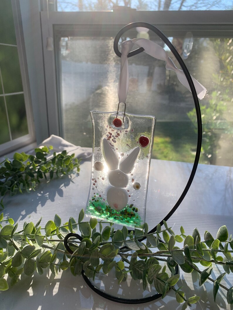 Fused Glass Bunny Suncatcher Rabbit Suncatcher Easter Bunny - Etsy