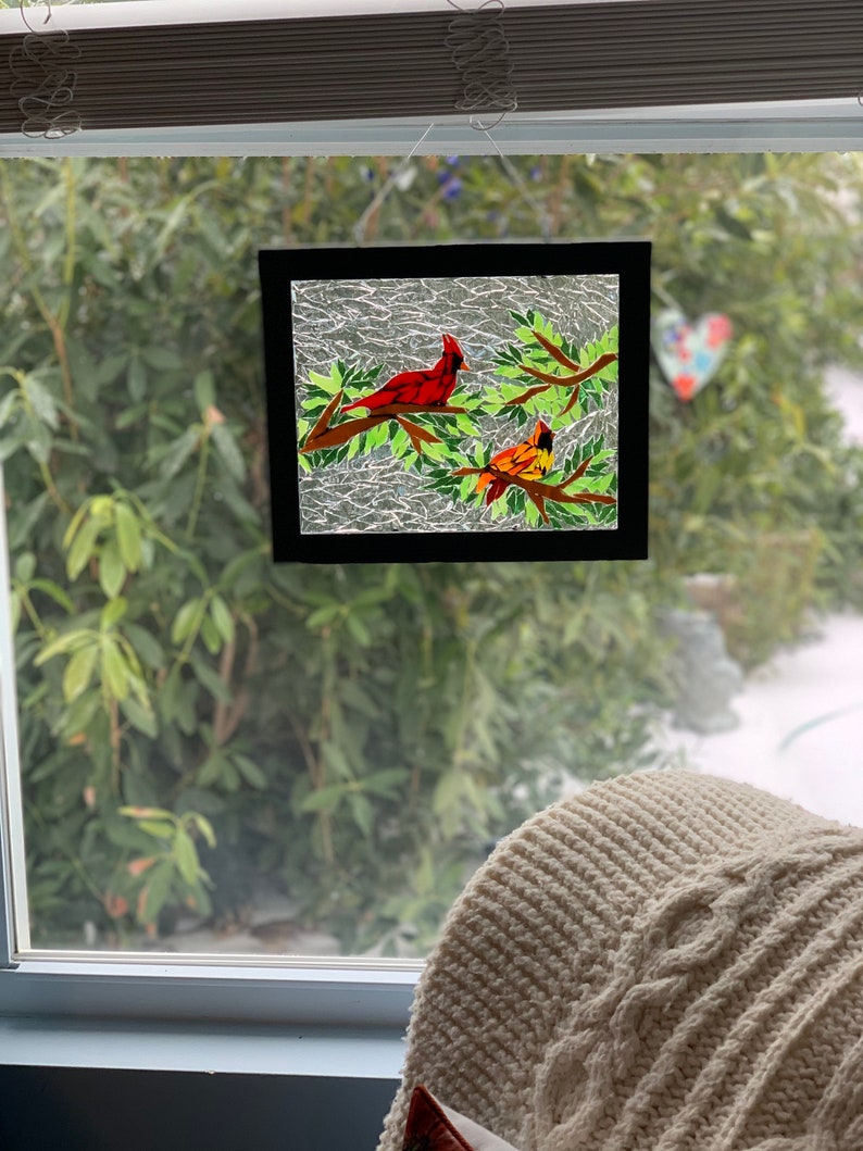 Stained Glass Mosaic Cardinal Suncatcher Cardinal Mosaic - Etsy