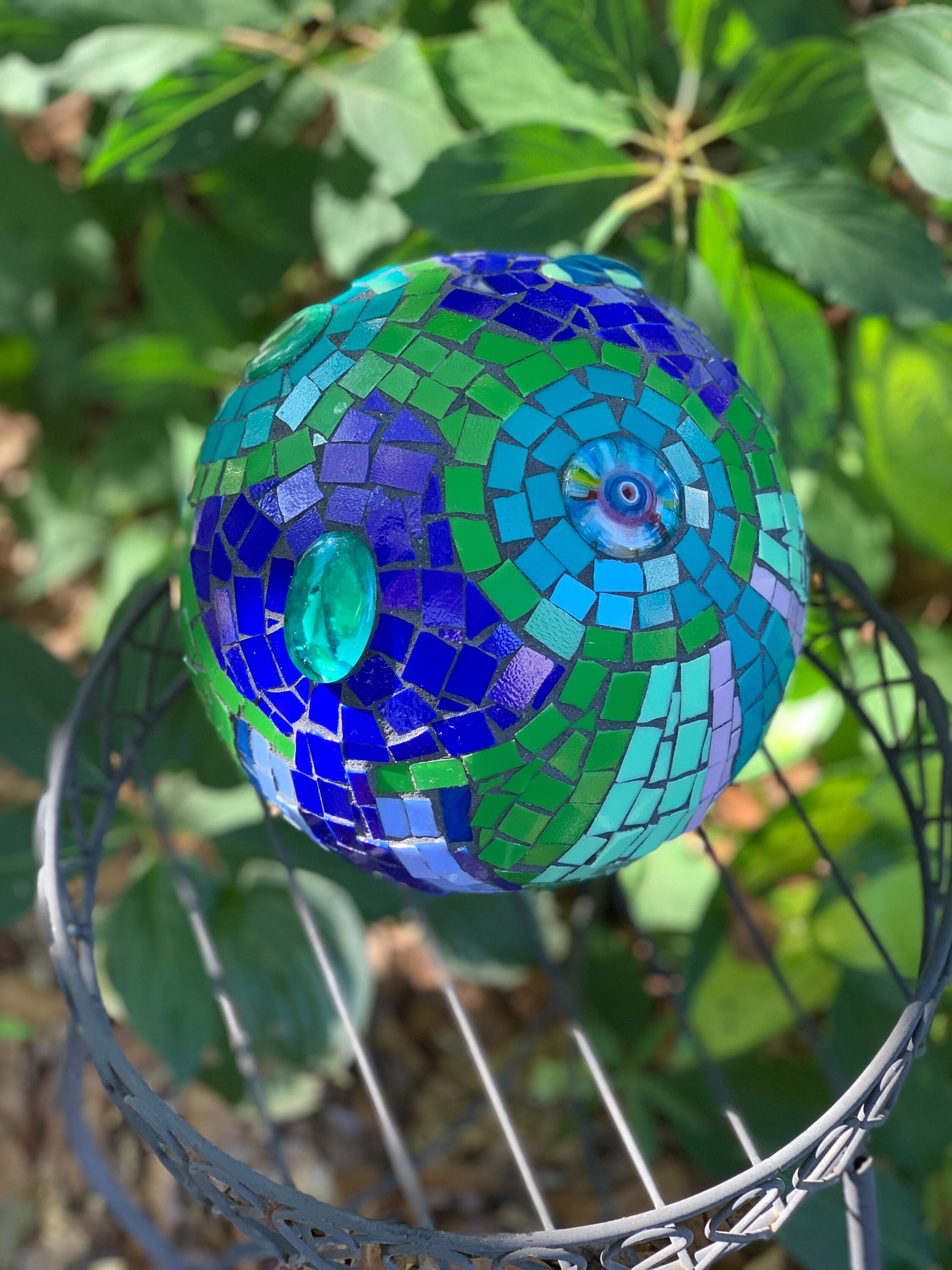 Stained Glass Mosaic Gazing Ball, Peacock Garden Decor - Etsy Australia