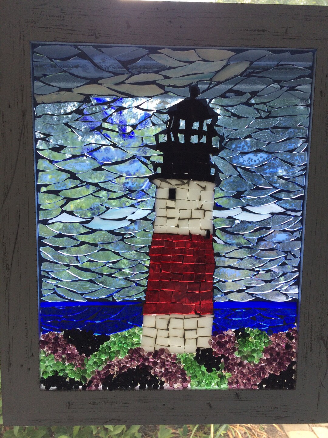 Stained Glass Mosaic Lighthouse of the Nantuckett Lighthouse, Made to ...