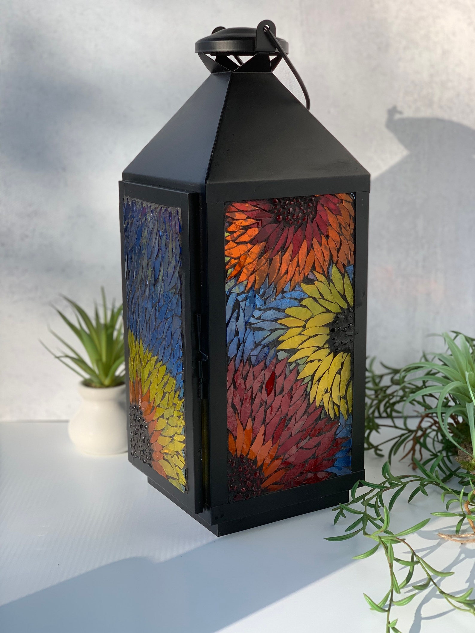 Stained Glass Lantern Large Mosaic Lantern Stained Glass - Etsy Stained Glass Lantern Large Mosaic Lantern Stained Glass - Etsy