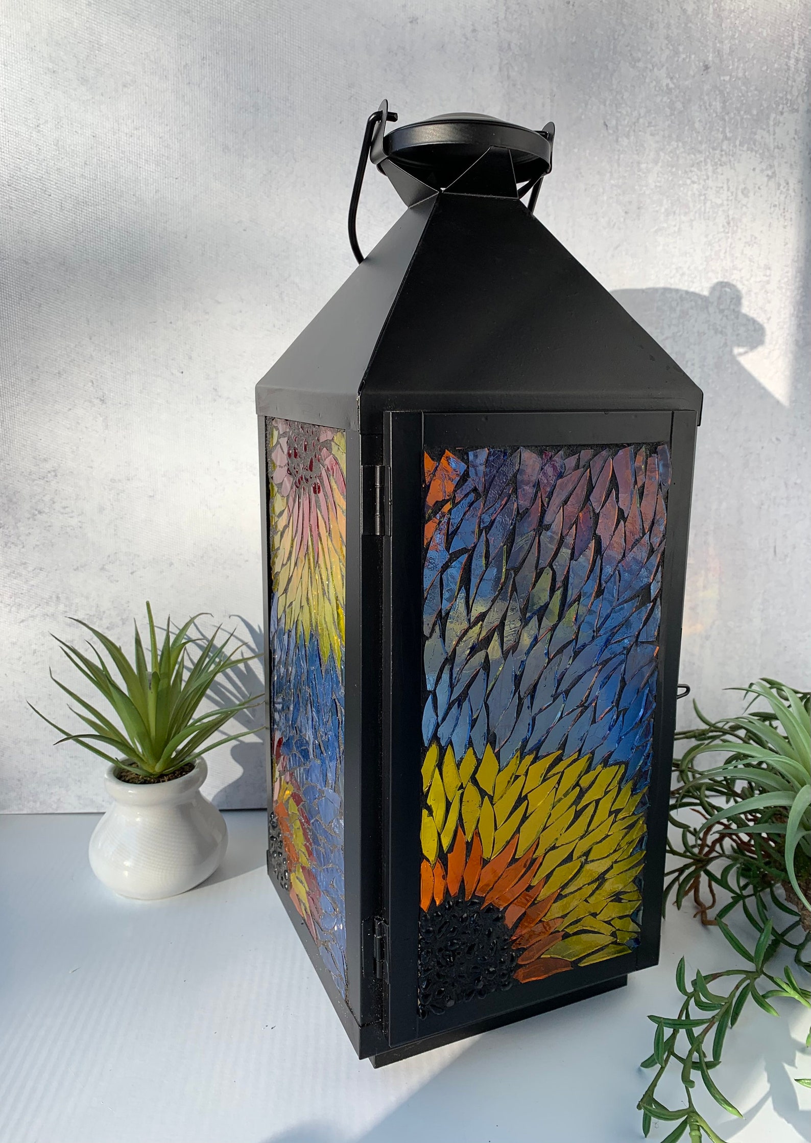Stained Glass Lantern Large Mosaic Lantern Stained Glass - Etsy Stained Glass Lantern Large Mosaic Lantern Stained Glass - Etsy