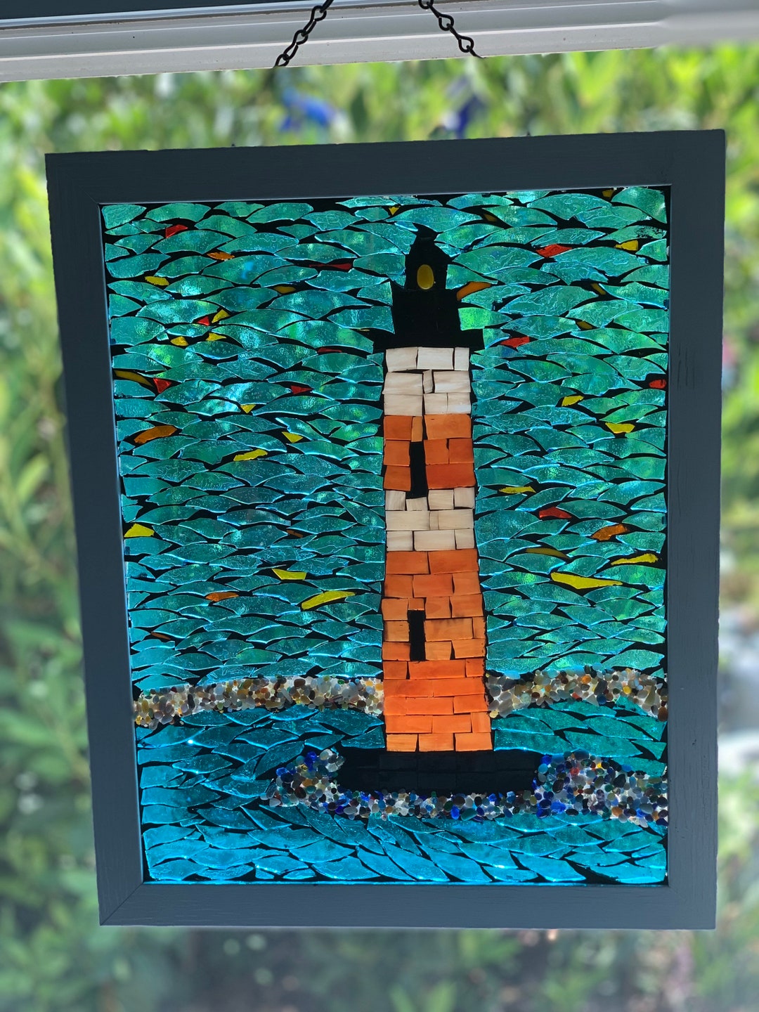 Lighthouse Suncatcher, Stained Glass Mosaic Lighthouse, Morris Island ...