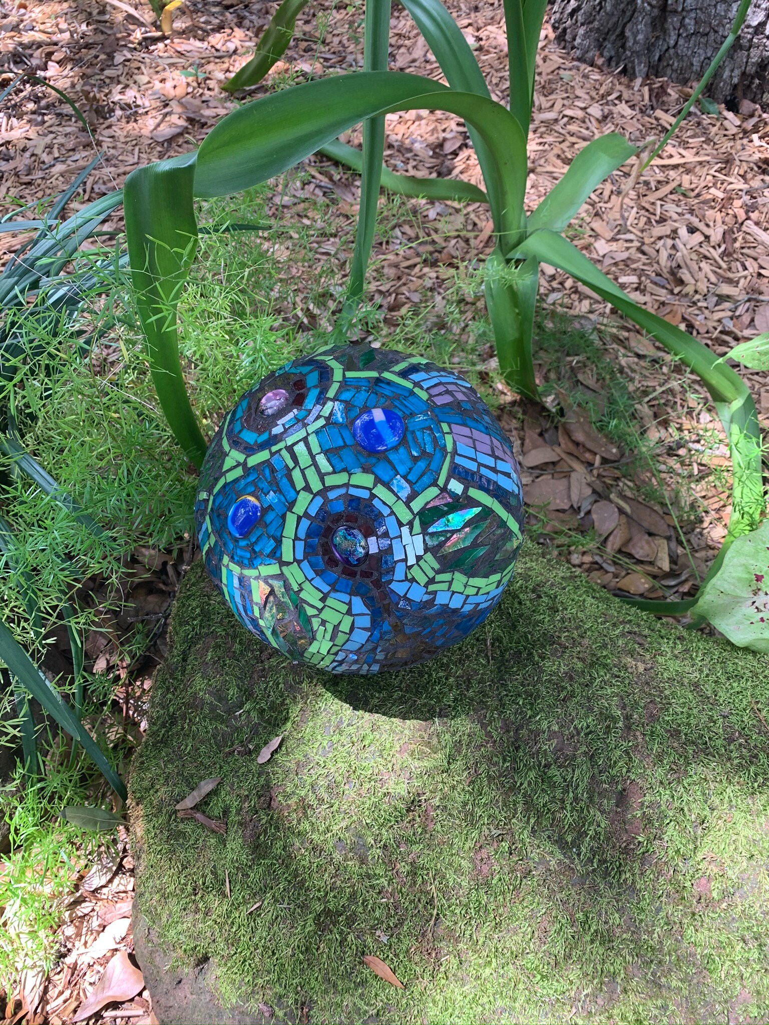Stained Glass Mosaic Gazing Ball Peacock Inspired Gazing Ball | Etsy