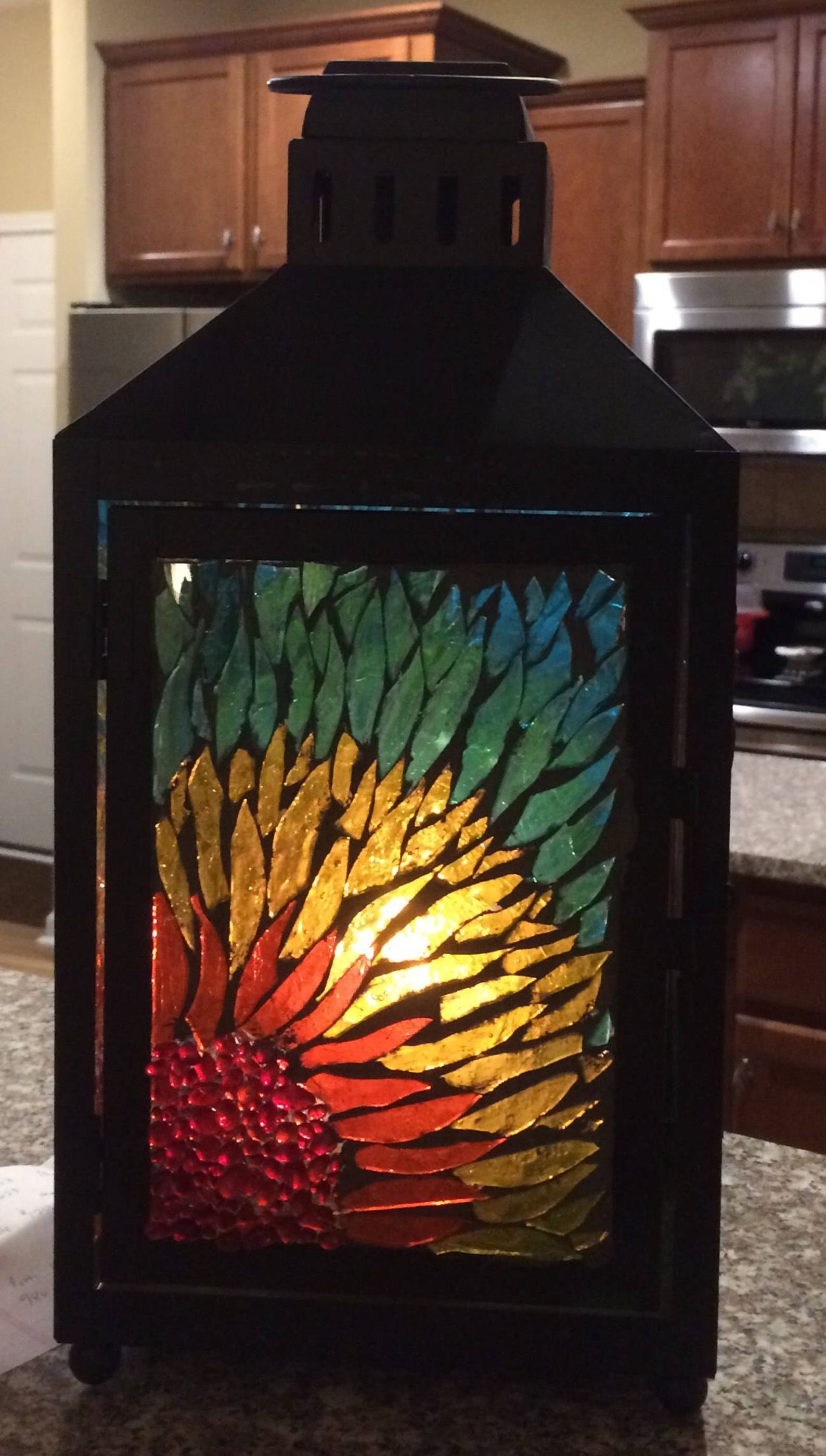 Stained Glass Lantern Large Mosaic Lantern Stained Glass | Etsy