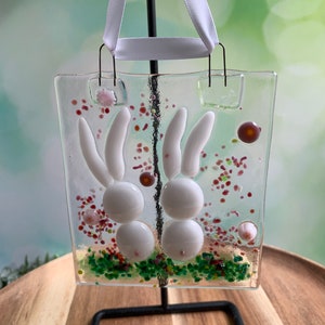 Fused Glass Bunny Suncatcher, Rabbit Suncatcher, Easter Bunny ...