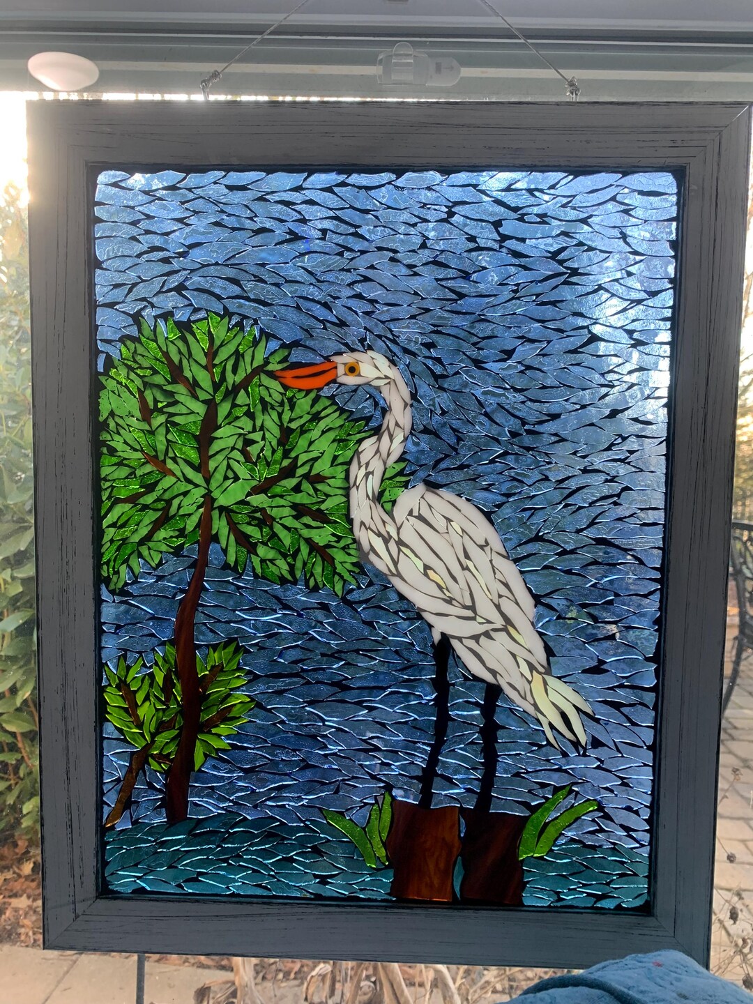 Egret Mosaic Suncatcher - Stained Glass Mosaic Egretbird Lover Gift ...