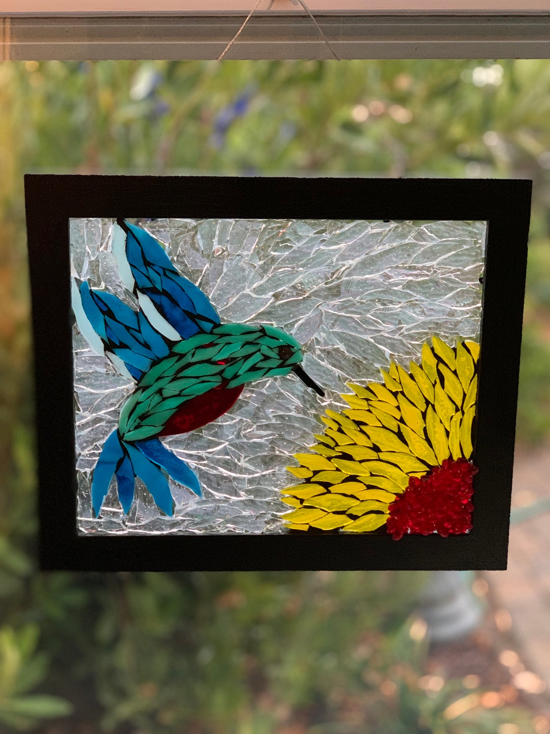 Mosaic Hummingbird, Stained Glass Mosaic Hummingbird Suncatcher - Etsy