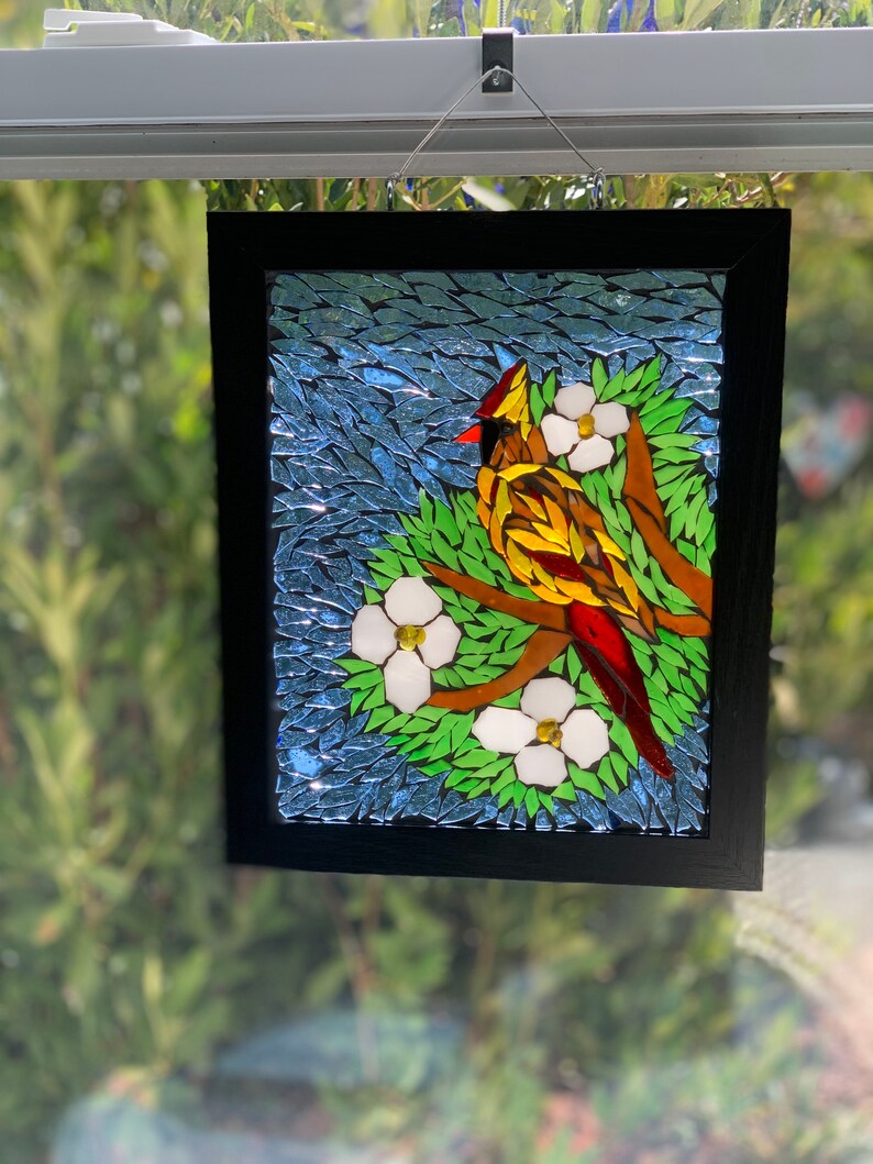 Stained Glass Mosaic Cardinal Suncatcher Female Cardinal - Etsy