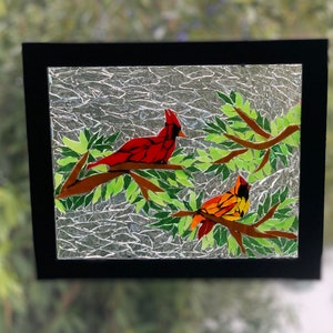 Stained Glass Mosaic Cardinal Suncatcher, Cardinal Mosaic, Cardinal ...
