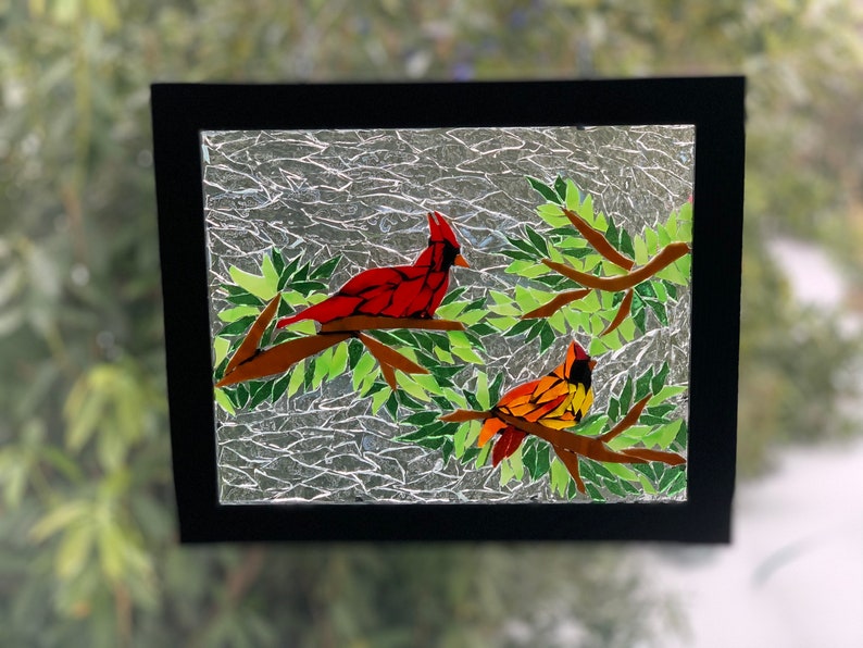 Stained Glass Mosaic Cardinal Suncatcher Cardinal Mosaic - Etsy