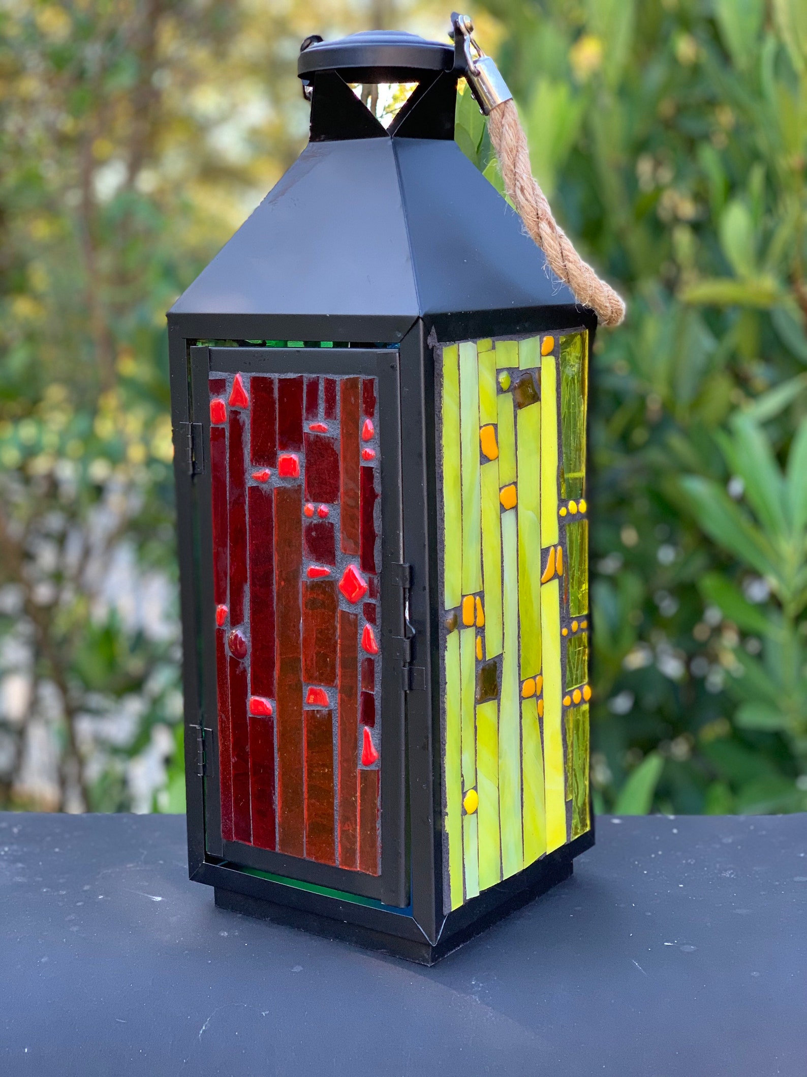 Stained Glass Lantern, Mosaic Lantern, Rainbow Colored Stained Glass ... Stained Glass Lantern, Mosaic Lantern, Rainbow Colored Stained Glass ...