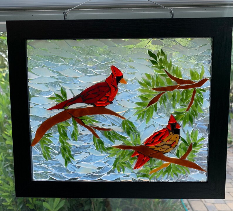 Stained Glass Mosaic Cardinal Suncatcher Cardinal Mosaic - Etsy