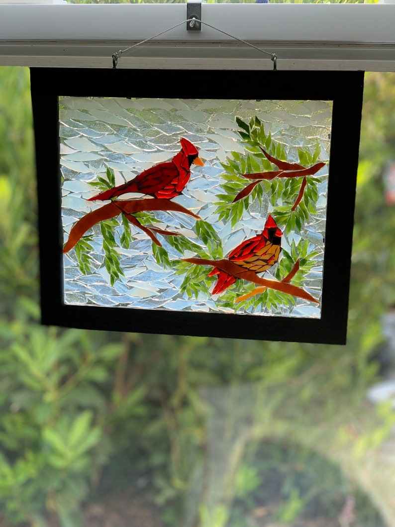 Stained Glass Mosaic Cardinal Suncatcher Cardinal Mosaic - Etsy
