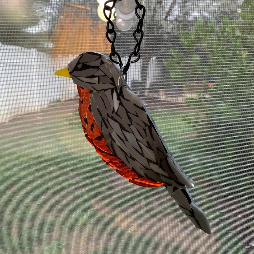 Robin Stained Glass Mosaic Suncatcher, Robin Suncatcher - Etsy