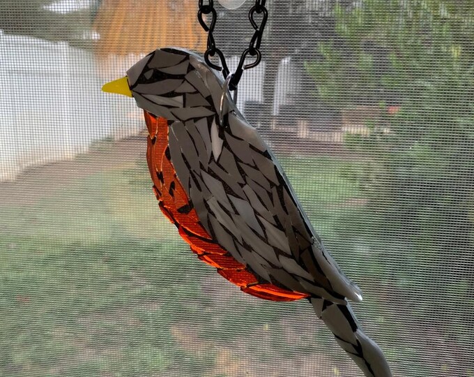 Robin Stained Glass Mosaic Suncatcher, Robin Suncatcher - Etsy