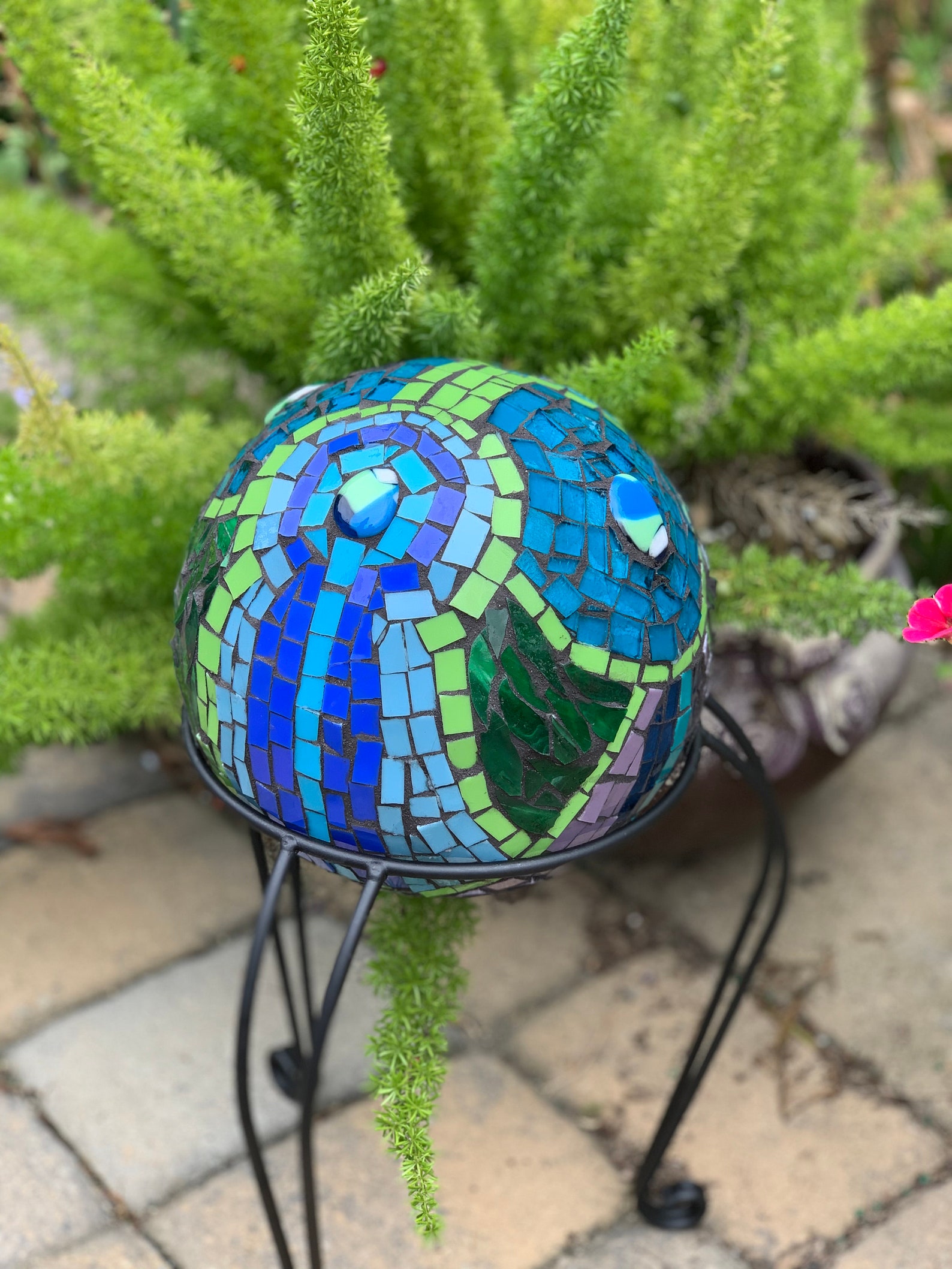 Stained Glass Mosaic Gazing Ball, Peacock Garden Decor - Etsy