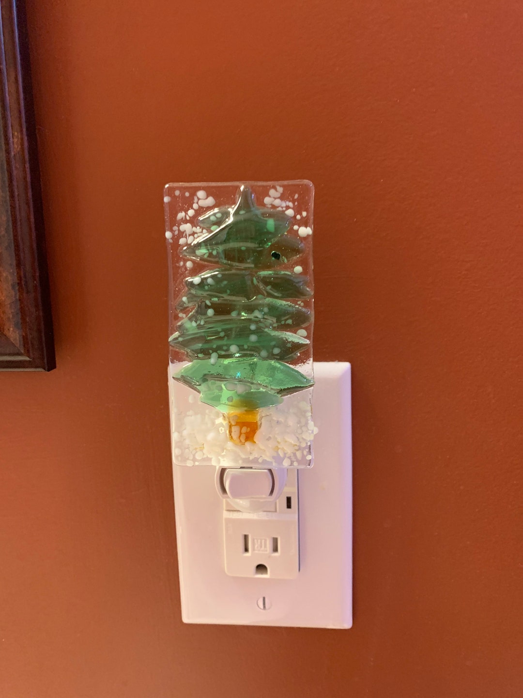 Fused Glass Winter Tree Nightlight, Christmas Nightlight - Etsy