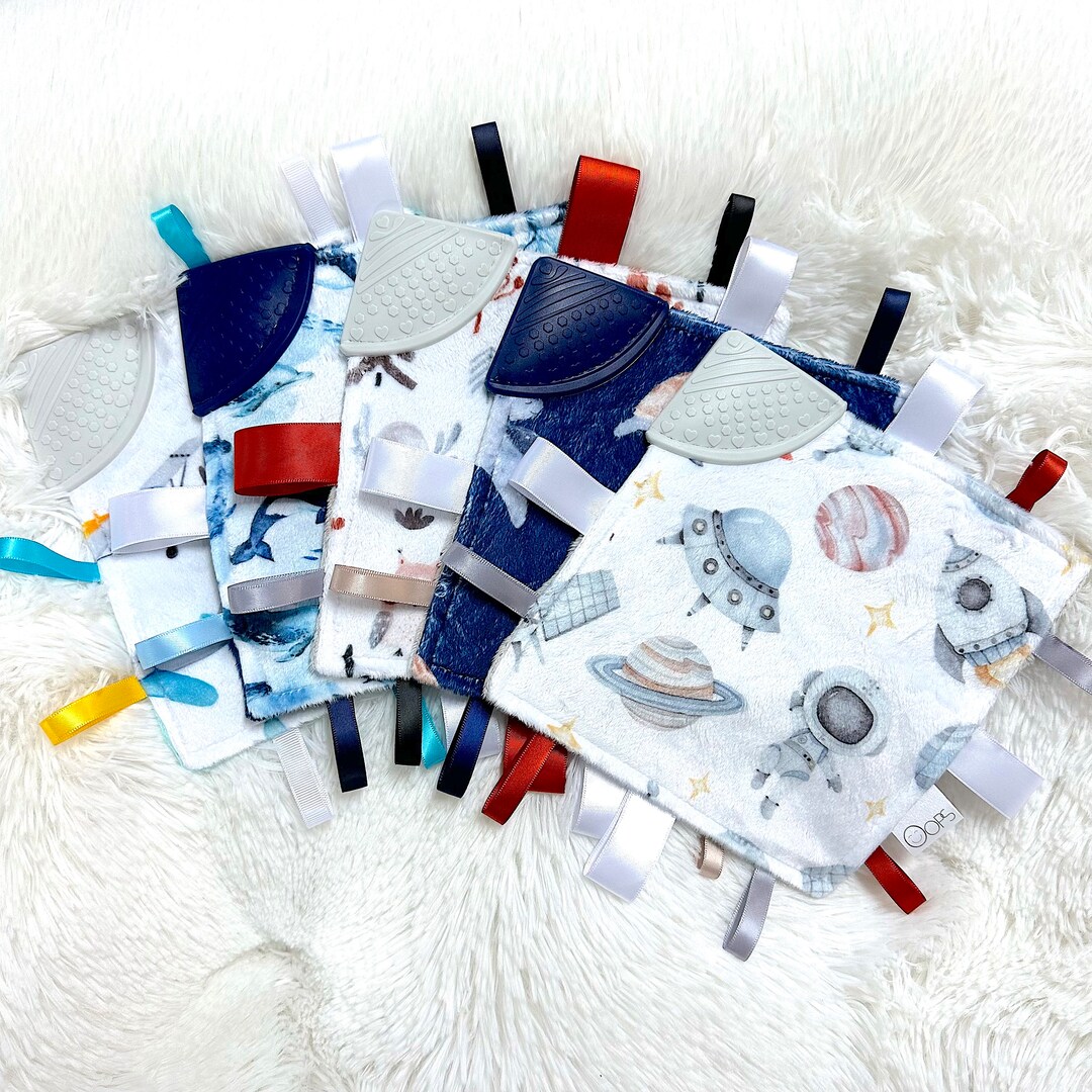 Crinkle Personalized Taggie Blanket Cric Crac With Silicone Teether Corner Fox Taggy Blanket Tag ...