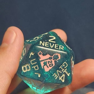 Rick Rolled 34mm D20 Original Designed Custom DND DICE Never Gonna Give ...