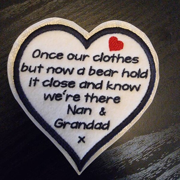 Personalised Heart Shaped Memory Patch Memory Bear Patch Memory Cushion ...