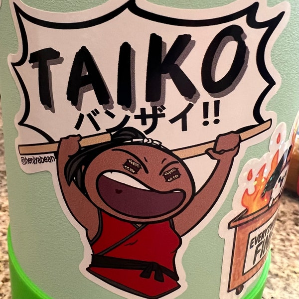 Taiko Japanese Drumming Chibi Stickers Notebook Water Bottle Scrapbook ...